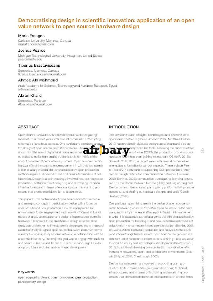 Democratising design in scientific innovation: application of an open ... Democratising design in scientific innovation: application of an open ...