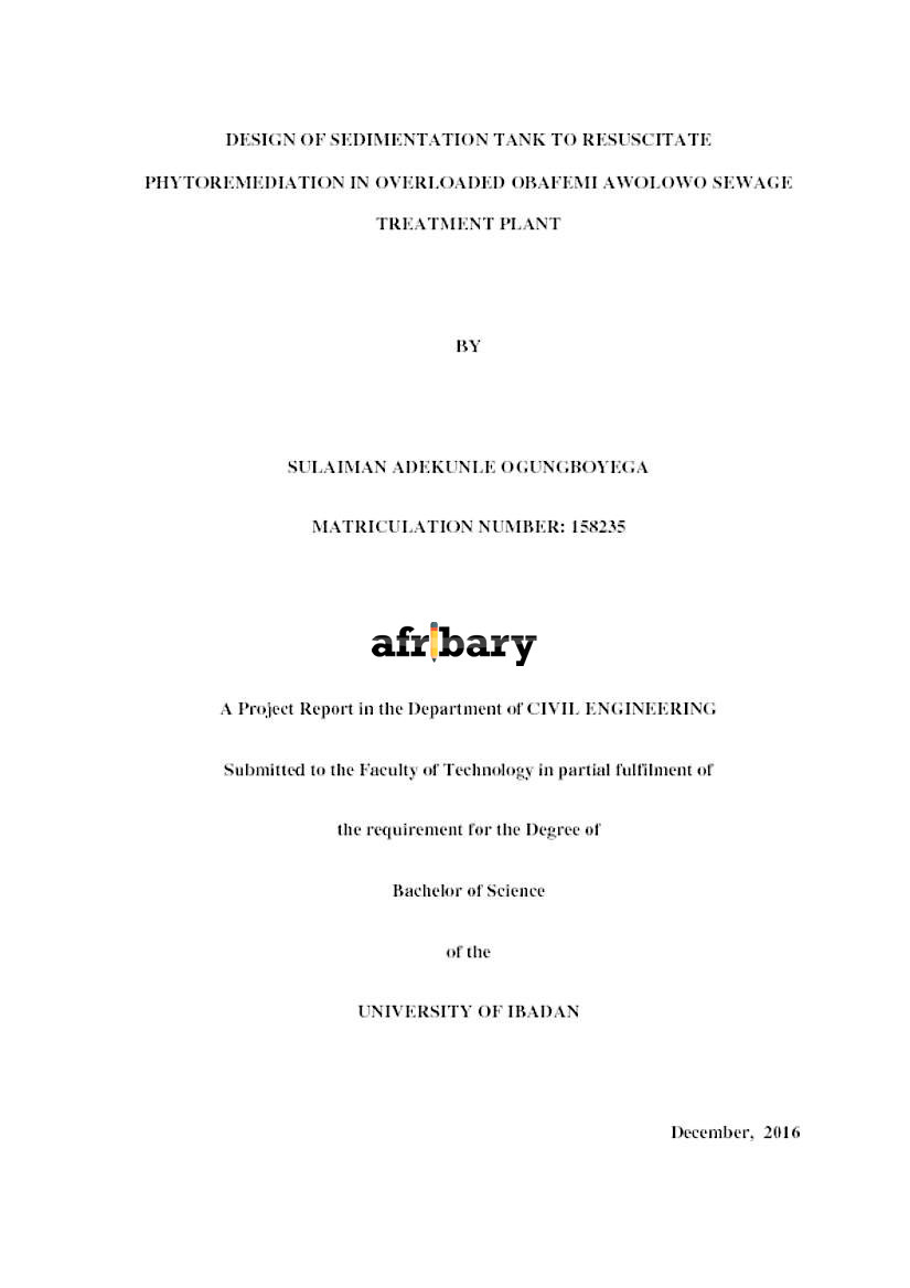 DESIGN OF SEDIMENTATION TANK TO RESUSCITATE PHYTOREMEDIATION IN ...