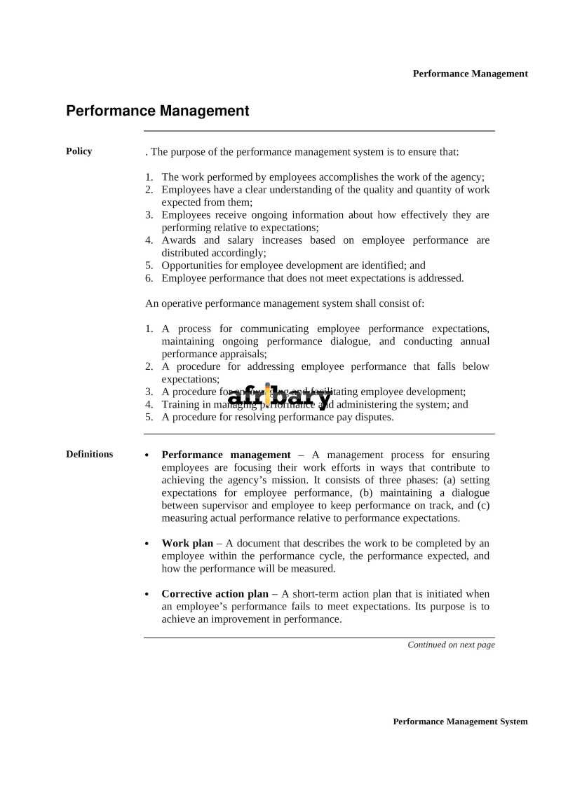 Performance Management System Guide | Afribary
