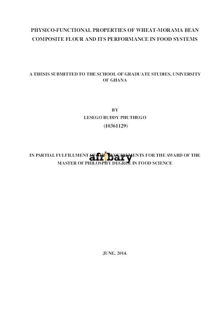 Physico-Functional Properties Of Wheat-Morama Bean Composite Flour And ...