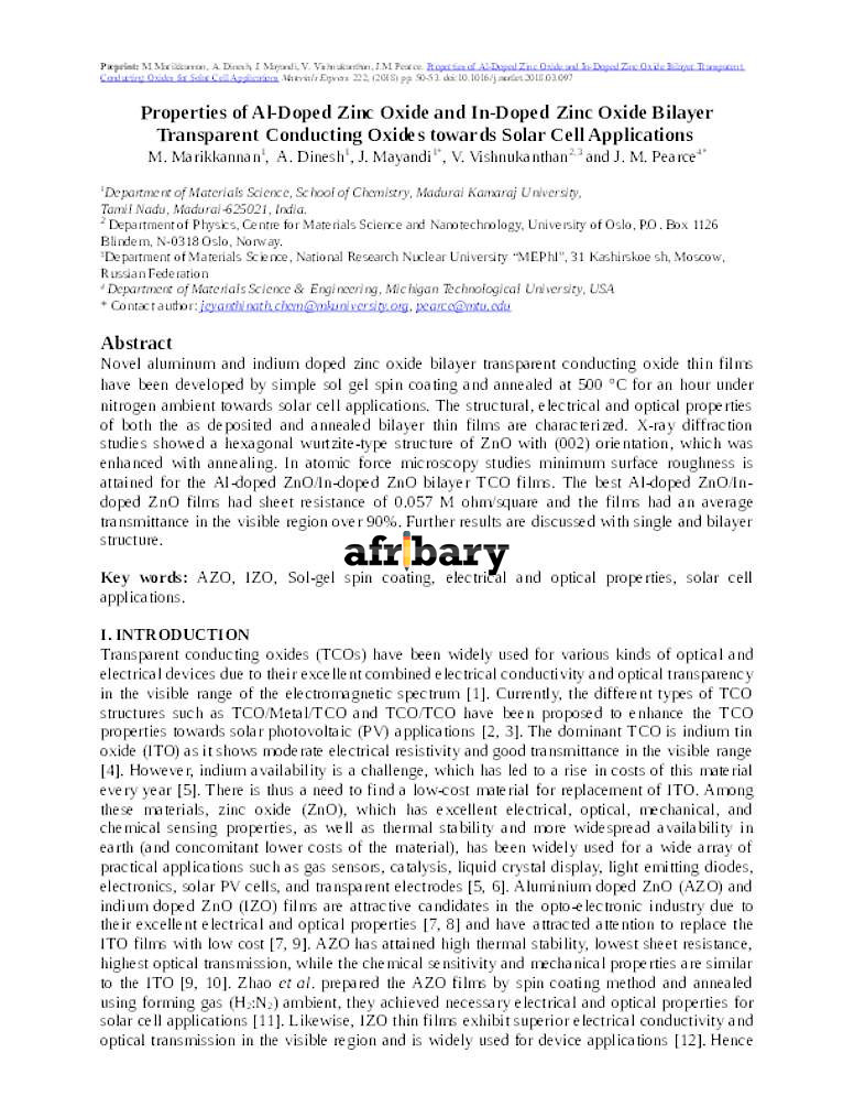 Properties of Al-Doped Zinc Oxide and In-Doped Zinc Oxide Bilayer ...